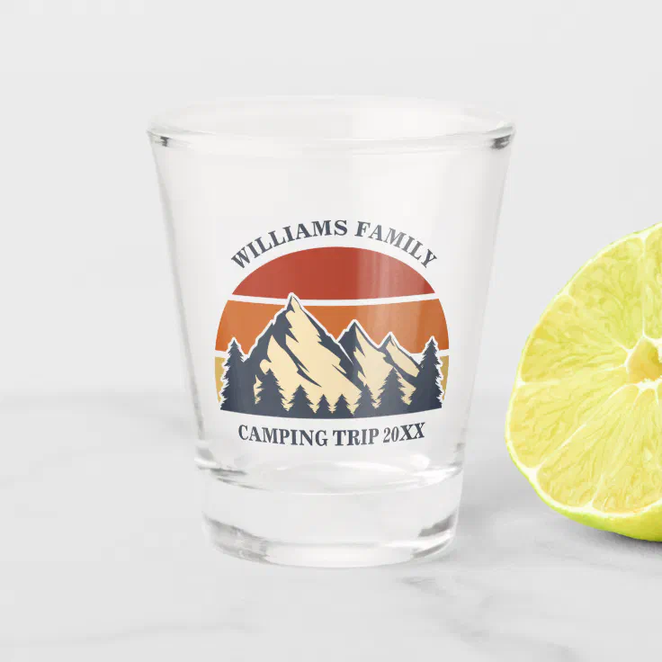 Custom Family Reunion Road Trip Sunset Keepsake Shot Glass | Zazzle