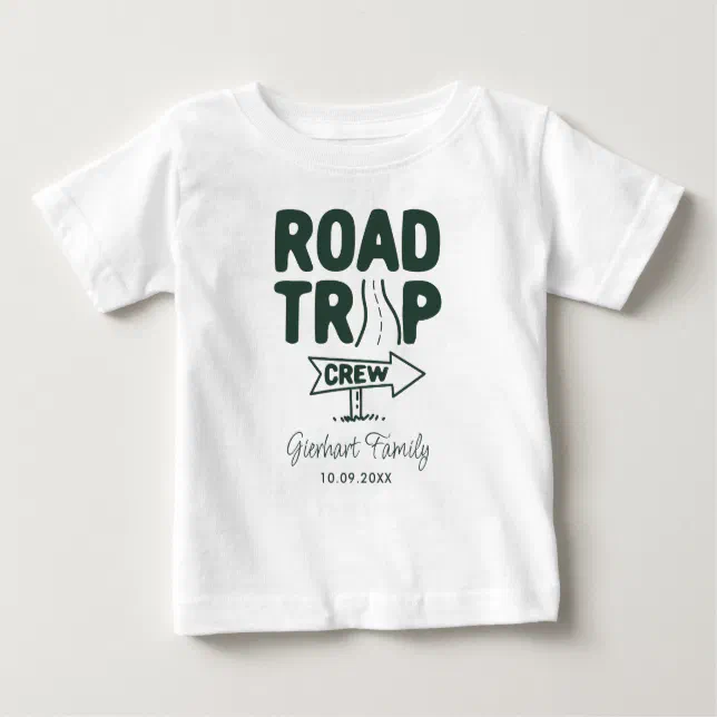 Custom Family Reunion Road Trip Typography Baby T-Shirt | Zazzle