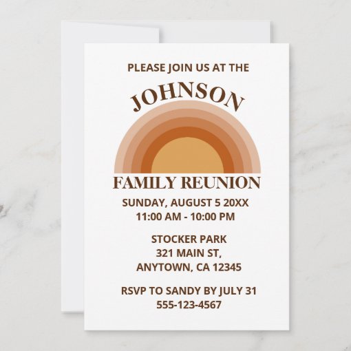 Custom Family Reunion Sunset Rainbow Invitation | Zazzle