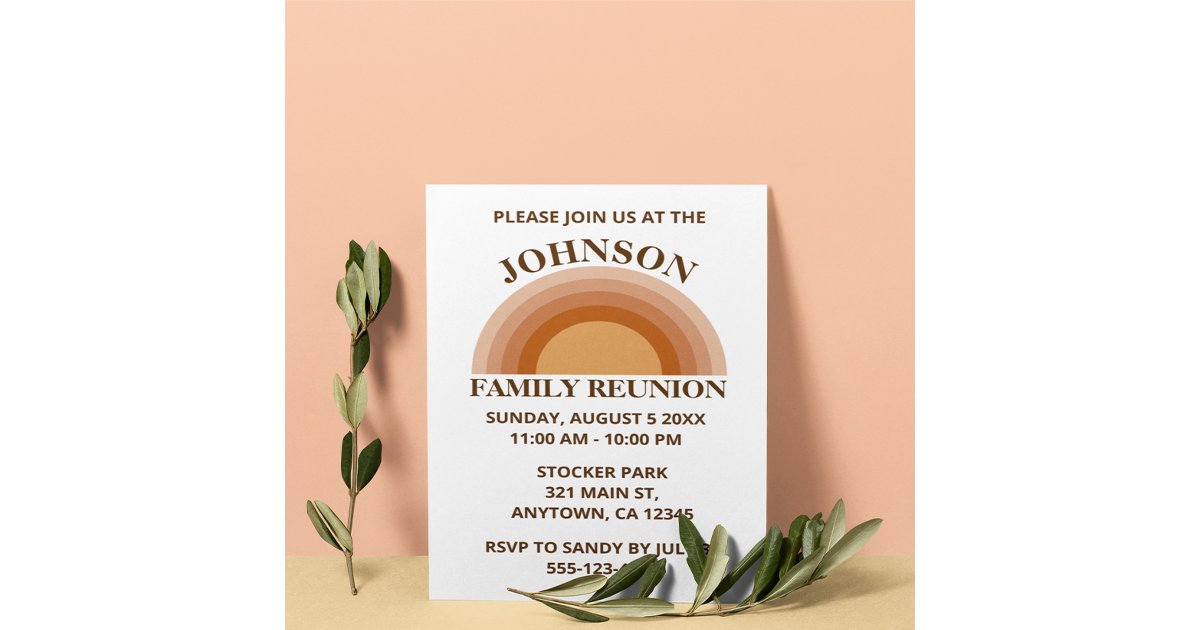 Custom Family Reunion Sunset Rainbow Invitation | Zazzle