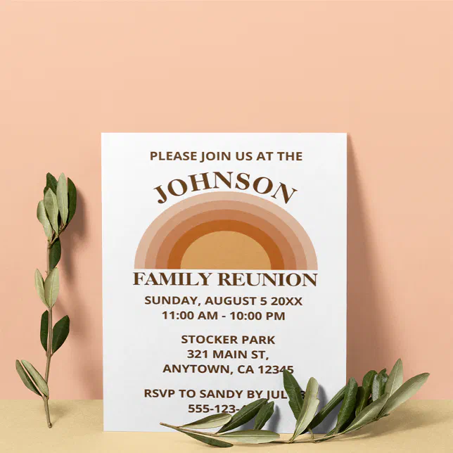 Custom Family Reunion Sunset Rainbow Invitation | Zazzle