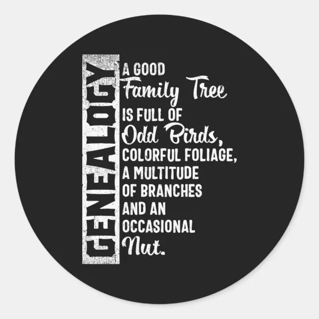 Custom Family Tree Genealogy For Genealogist Classic Round Sticker | Zazzle