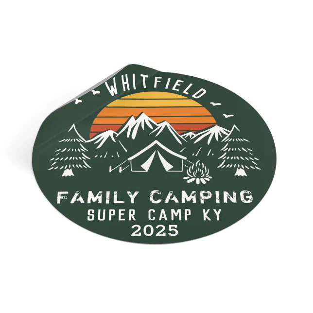 Custom Family Vacation Matching Camping Classic Round Sticker | Zazzle