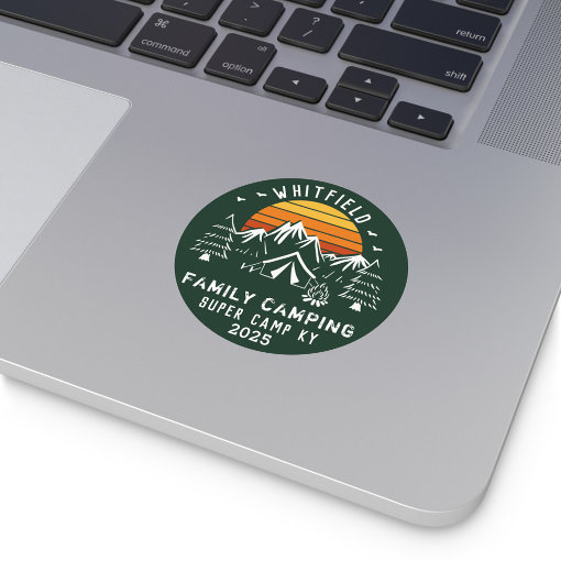 Custom Family Vacation Matching Camping Classic Round Sticker | Zazzle