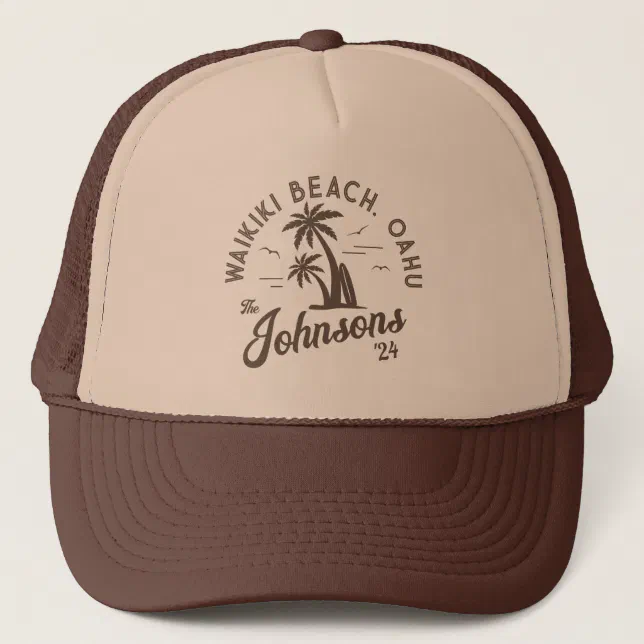 Custom Family Vacation Summer Beach Group Trip Trucker Hat | Zazzle