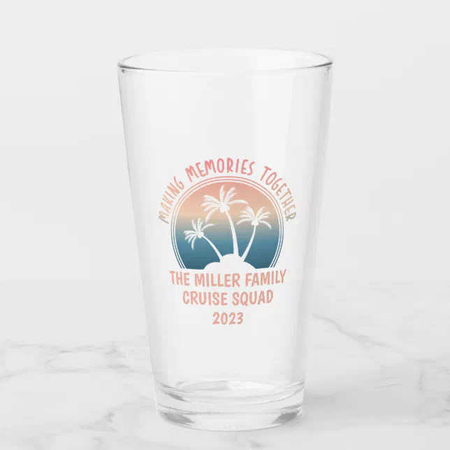 Custom Family Vacation Summer Beach Trip Glass | Zazzle