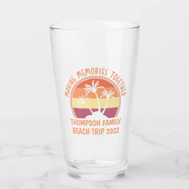 Custom Family Vacation Summer Reunion Beach Trip Glass | Zazzle