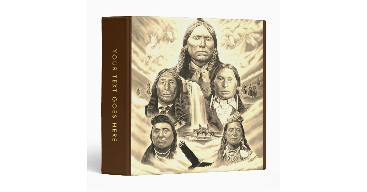 Custom Famous Indian Chiefs Native Americans Sepia 3 Ring Binder | Zazzle