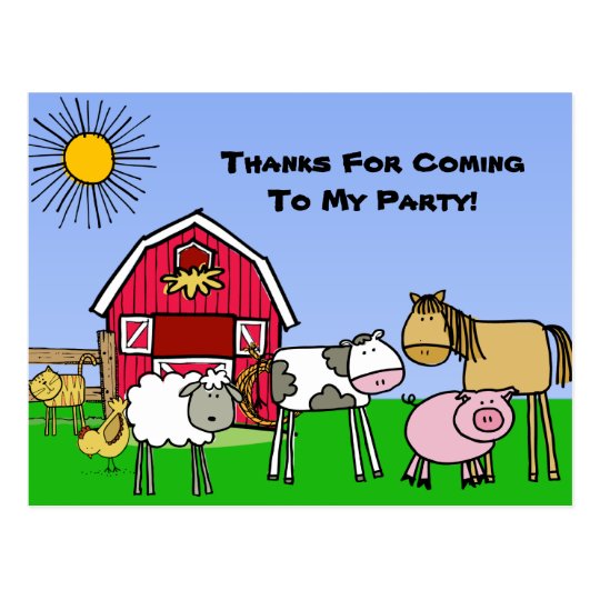 Custom Farm Theme Birthday Thank You Postcard | Zazzle.com