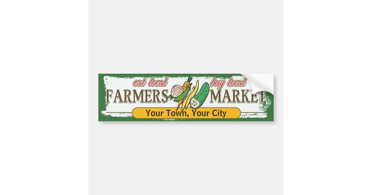 Custom Farmers Market Vegetables Bumper Sticker | Zazzle