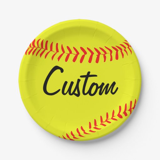 Custom Fastpitch Softball Team Name or Text Party Paper Plates | Zazzle