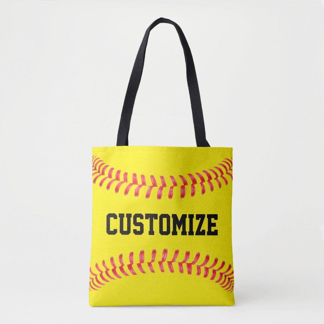 Custom Fastpitch Softball Team Name or Text Sports Tote Bag | Zazzle