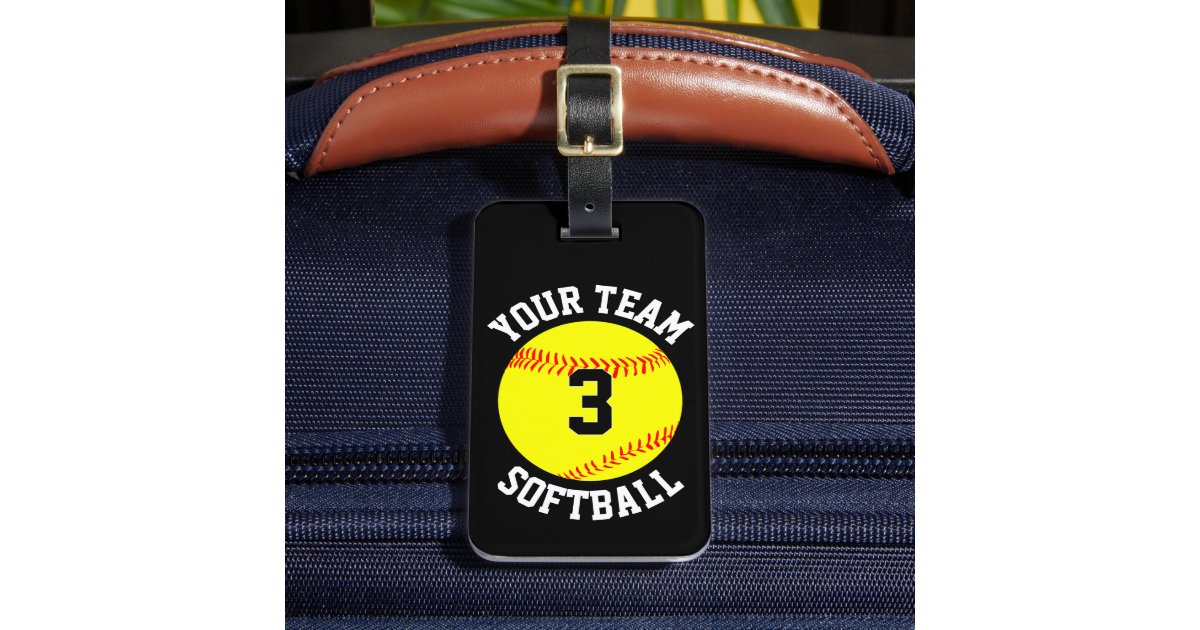 Custom Fastpitch Softball Team Name, Player Number Luggage Tag | Zazzle