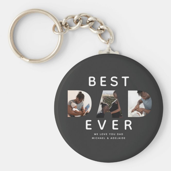 Custom Fathers Day Photo Collage Best Dad Ever Keychain | Zazzle.com