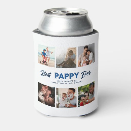 Custom Father's Day Photo Collage Best Pappy Ever Can Cooler | Zazzle