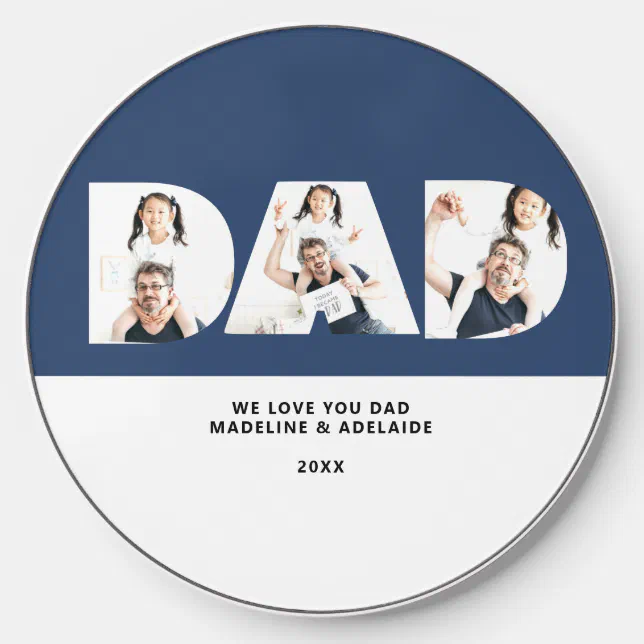 Custom Fathers Day Photo Collage Dad Personalized Wireless Charger | Zazzle