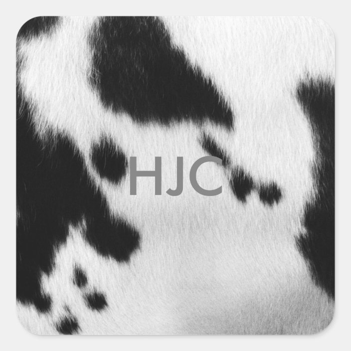 Custom. Faux Black and White Cow Hide. Square Sticker | Zazzle.com