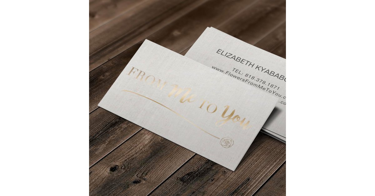 Custom Faux Foil Gold Logo Elegant Linen Business Card | Zazzle