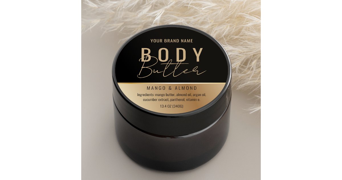 Custom Faux Gold Body Butter Product Label | Zazzle