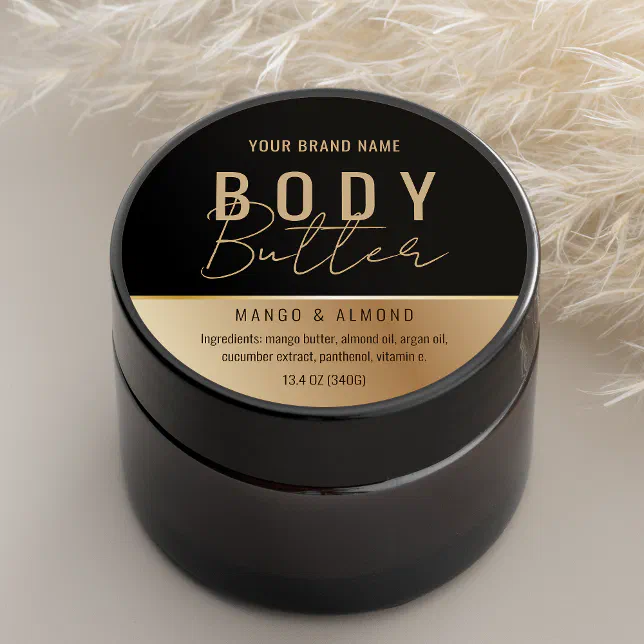 Custom Faux Gold Body Butter Product Label | Zazzle