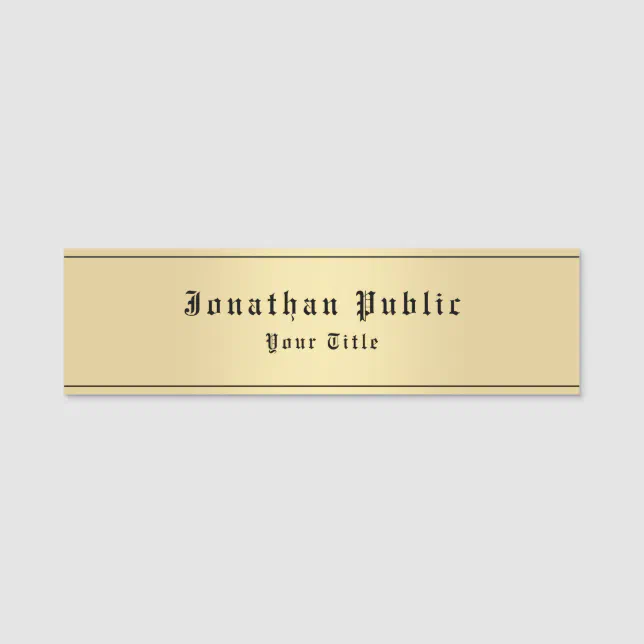 Custom Faux Gold Classic Look Old Style Text Name Tag | Zazzle