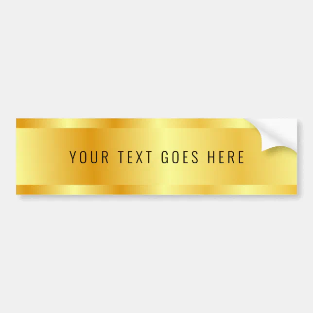 Custom Faux Gold Elegant Modern Glamour Template Bumper Sticker | Zazzle