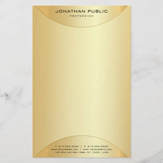 Custom Faux Gold Elegant Modern Template Stationery | Zazzle