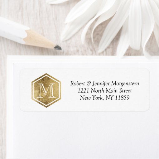 Custom Faux Gold Foil Monogram Address Labels | Zazzle