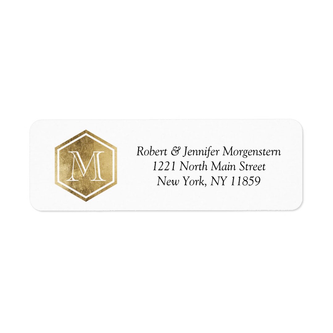 Custom Faux Gold Foil Monogram Address Labels | Zazzle