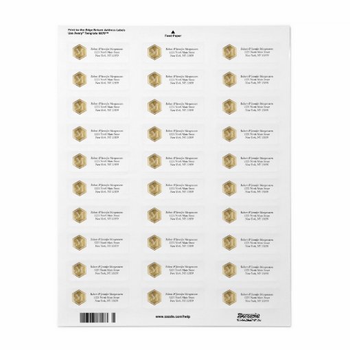 Custom Faux Gold Foil Monogram Address Labels | Zazzle