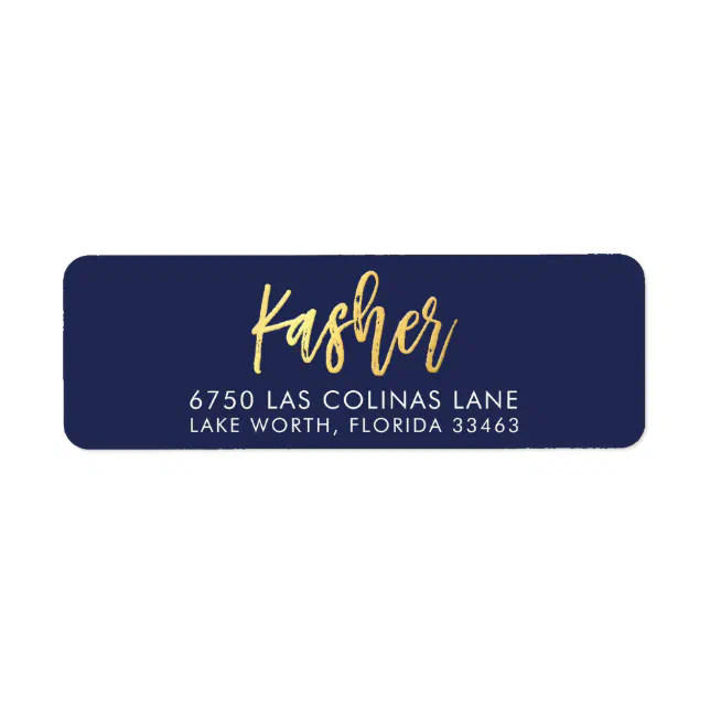 CUSTOM faux gold foil names navy + gold KASHER Label | Zazzle