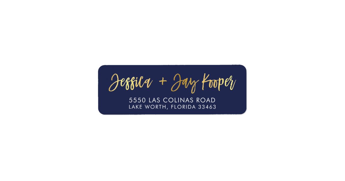 CUSTOM faux gold foil names navy + gold KOOPER Label | Zazzle