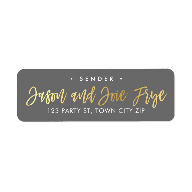 CUSTOM faux gold foil script names grey + gold Label | Zazzle