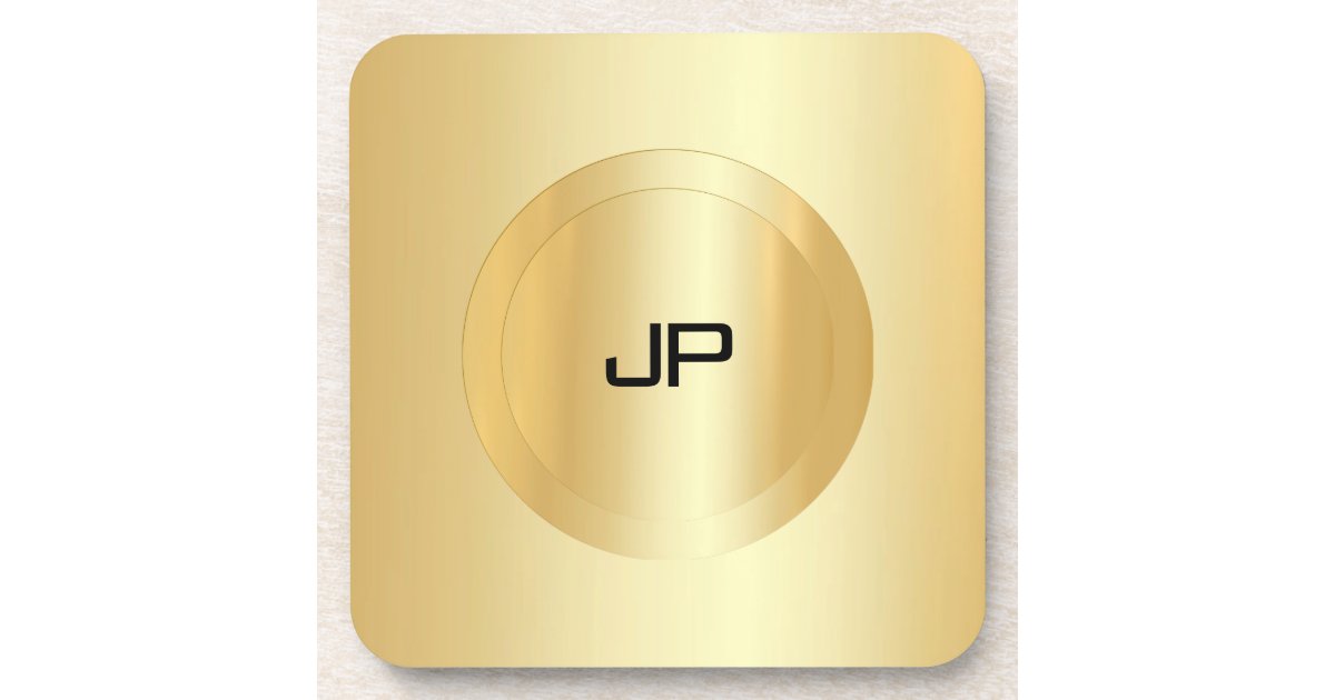 Custom Faux Gold Monogram Glam Template Beverage Coaster | Zazzle