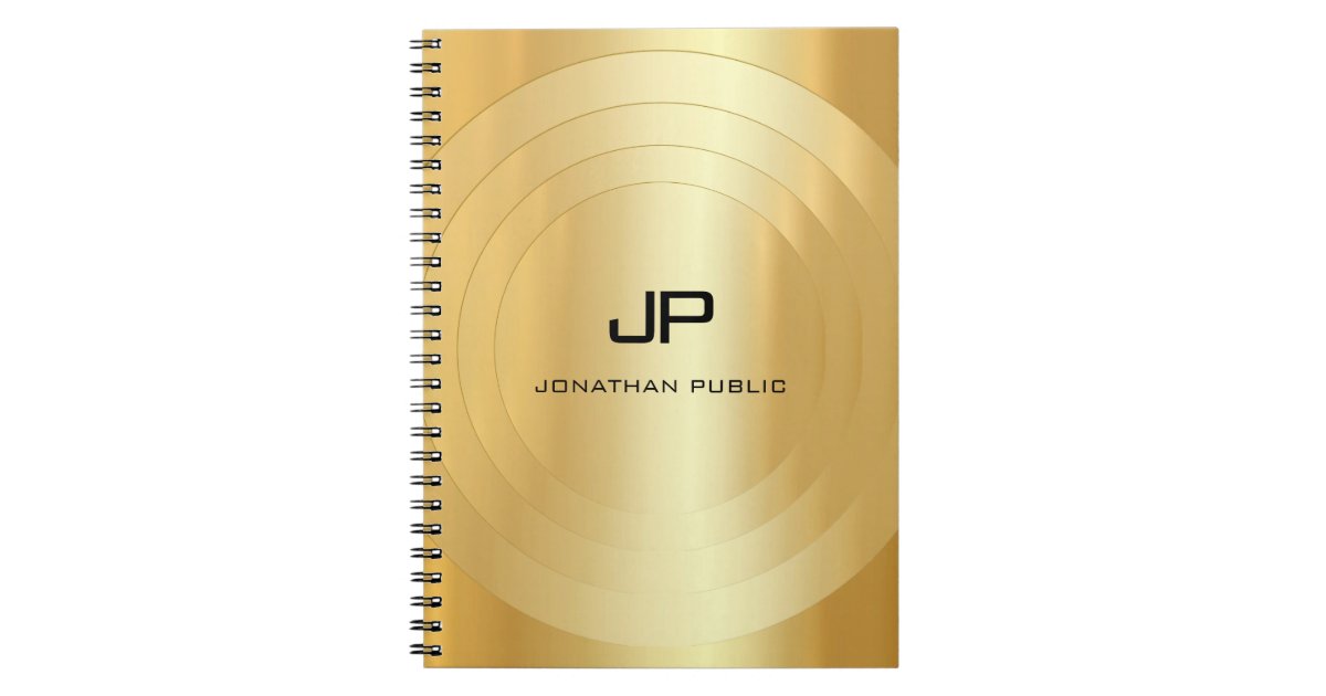 Custom Faux Gold Monogram Glamorous Template Notebook | Zazzle