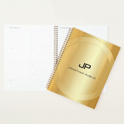 Custom Faux Gold Monogram Glamorous Template Planner | Zazzle