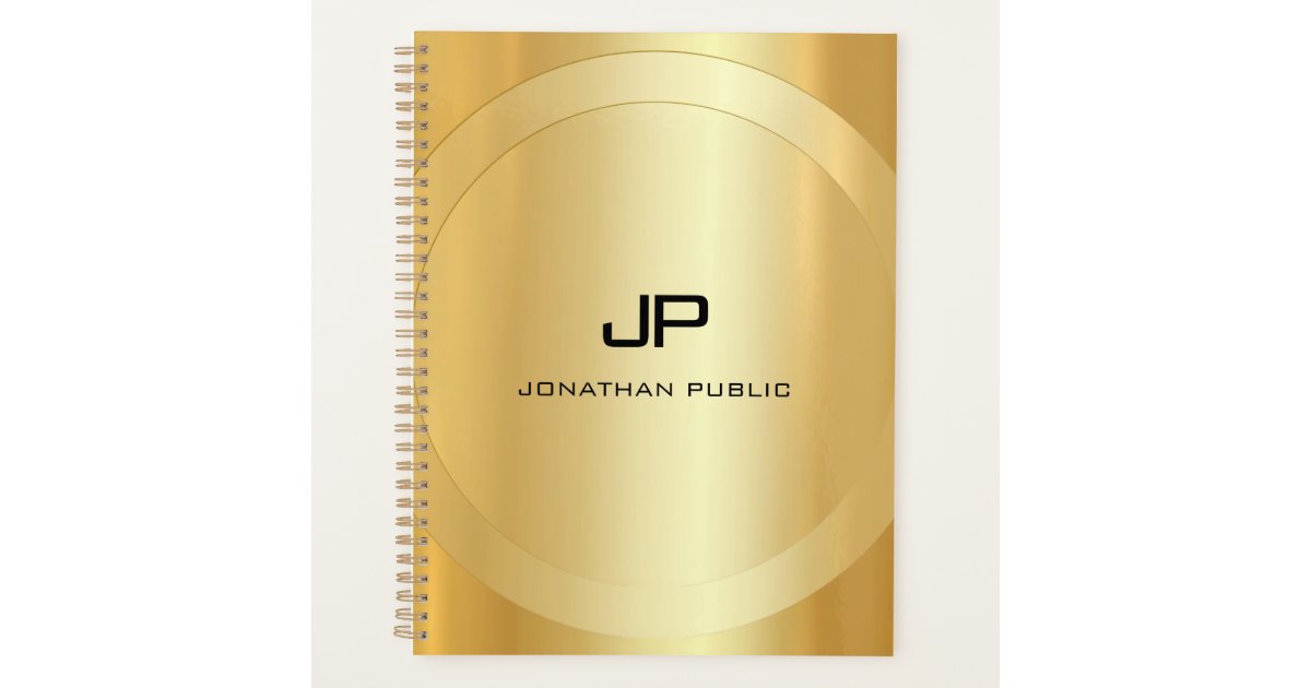 Custom Faux Gold Monogram Glamorous Template Planner | Zazzle