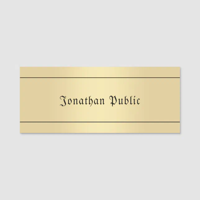 Custom Faux Gold Old Text Classic Look Template Name Tag | Zazzle