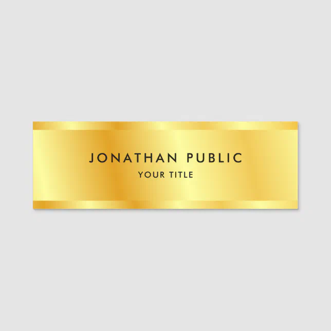 Custom Faux Gold Template Elegant Modern Trendy Name Tag | Zazzle