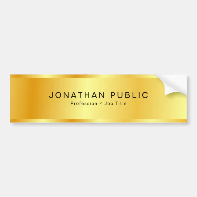 Custom Faux Gold Template Modern Glamorous Bumper Sticker | Zazzle