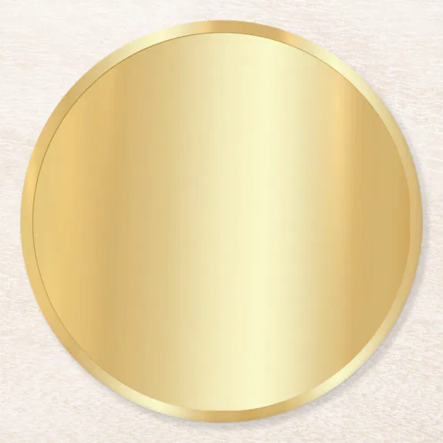 Custom Faux Gold Trendy Modern Blank Template Round Paper Coaster | Zazzle
