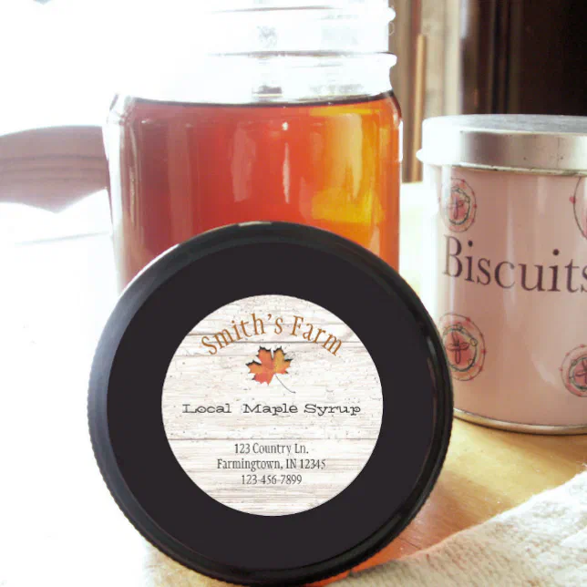 Custom Faux Leaf Cutout Maple Syrup Round Sticker | Zazzle