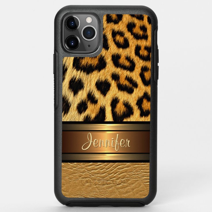 Custom Faux Leopard Skin Gold Leather Pattern OtterBox iPhone Case | Zazzle