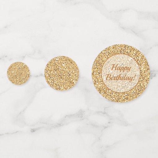 Custom Faux Sparkling Happy Birthday Gold Glitter Confetti | Zazzle