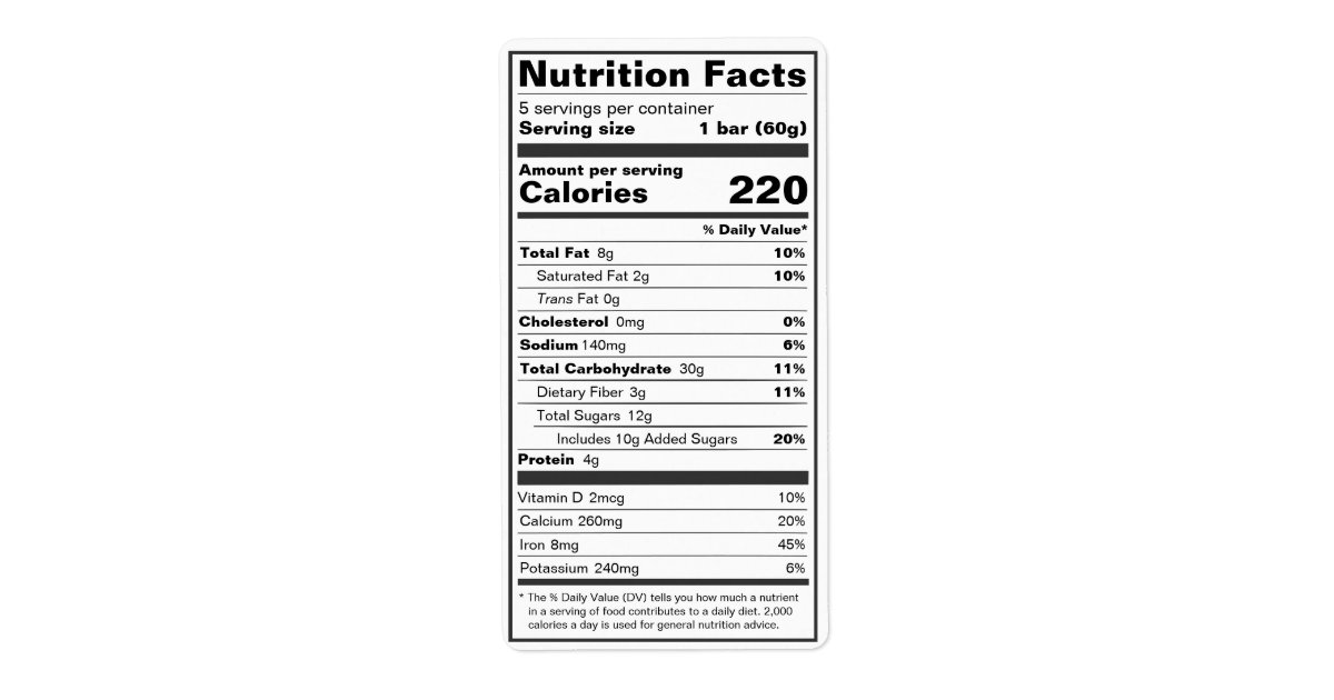 Custom FDA Compliant Nutrition Food Label | Zazzle