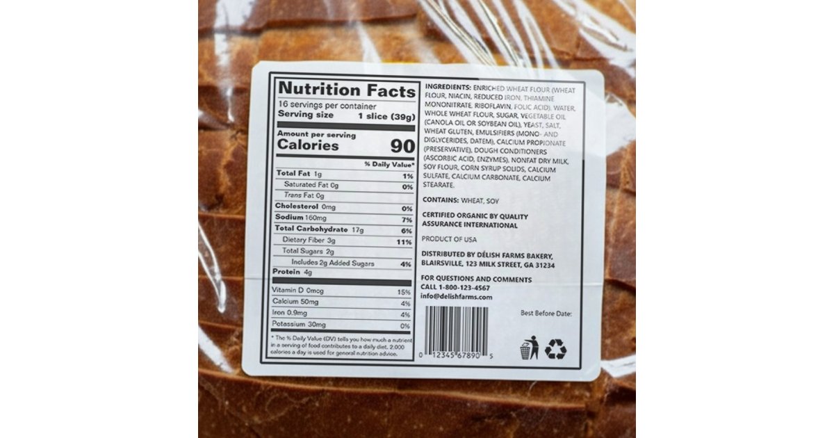 Custom FDA Compliant Prime Ingredient Bread Label | Zazzle