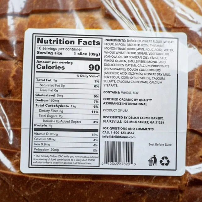 Custom FDA Compliant Prime Ingredient Bread Label | Zazzle