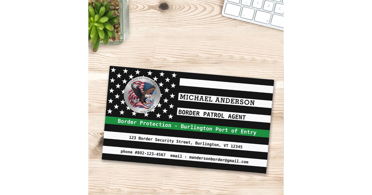 Custom Federal Law Enforcement Thin Green Line Business Card | Zazzle
