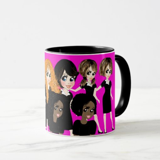 Custom Female Cartoon Caricature Gift with Text Mug | Zazzle