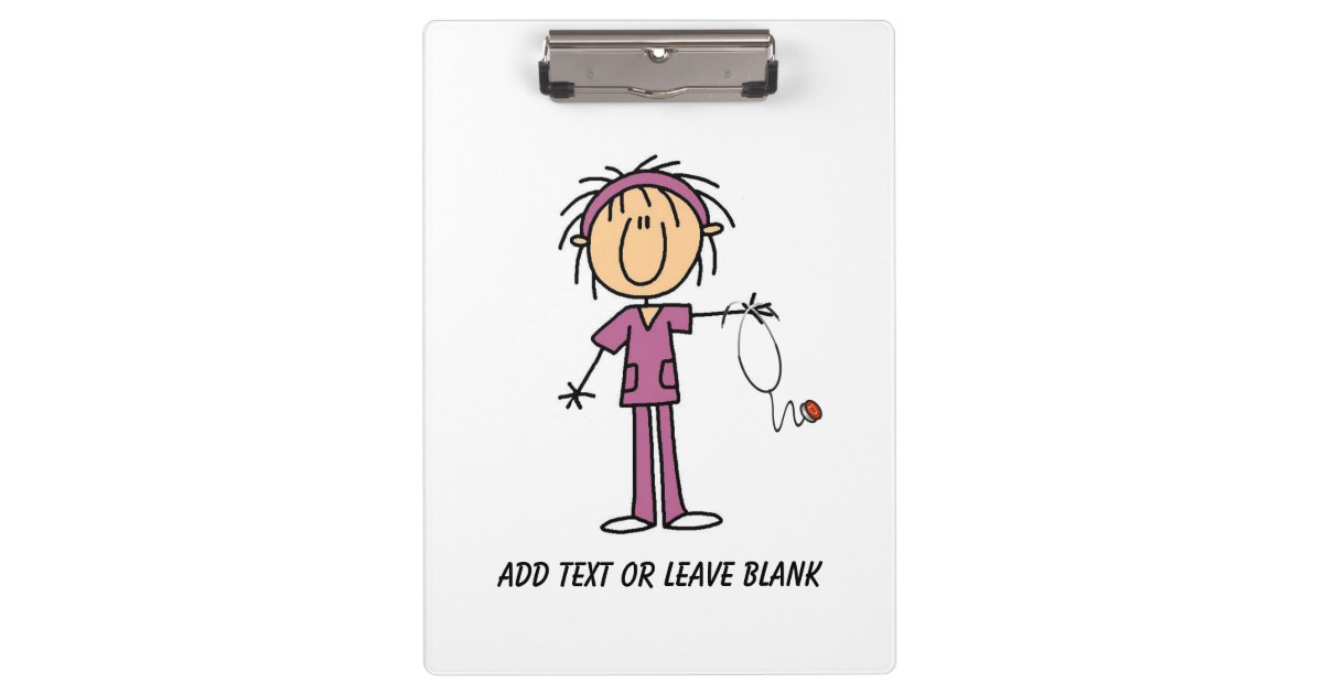Custom Female Stick Figure Nurse Clipboard | Zazzle
